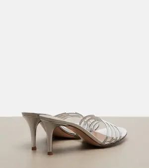 GIANVITO ROSSI Metallic Leather Mules - Silver