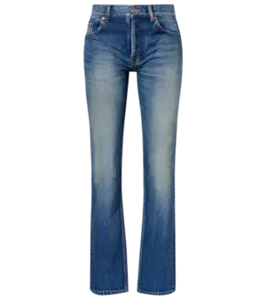 Saint Laurent Faded Straight Leg Jeans - Blue