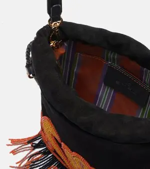Etro Kalispera Small Beaded Suede Shoulder Bag - Black