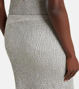Dries Van Noten Ruffled Smocked Cotton Midi Skirt