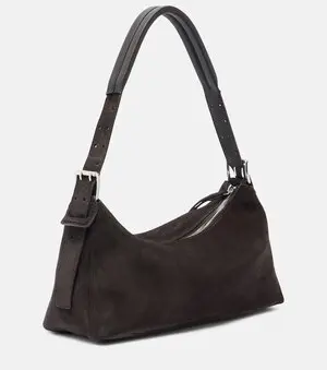 LEMAIRE Small Belted Suede Shoulder Bag - Brown
