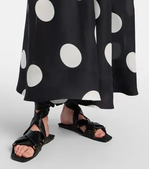 Khaite Boden Tie Leather Sandals - Black