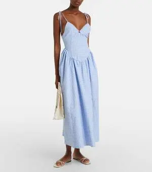 BANANHOT Paloma Gingham Cotton Poplin Maxi Dress