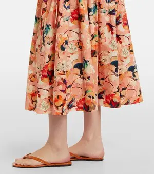 Ulla Johnson Vidri Floral Cotton Poplin Midi Dress - Multicoloured