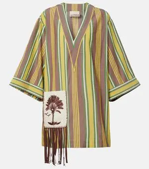 ALEMAIS Clover Embroidered Striped Cotton Minidress - Multicoloured