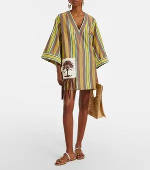 ALEMAIS Clover Embroidered Striped Cotton Minidress