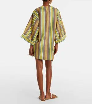 ALEMAIS Clover Embroidered Striped Cotton Minidress