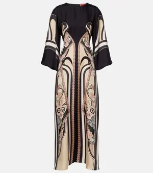 La DoubleJ Sorella Printed Silk Maxi Dress