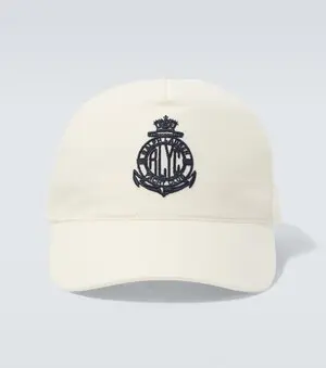 Ralph Lauren Purple Label Logo Silk And Linen Baseball Cap - White