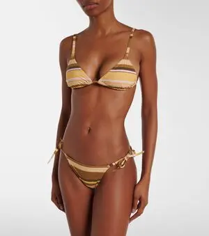 Isabel Marant Étoile Feride Striped Triangle Bikini Top - Brown