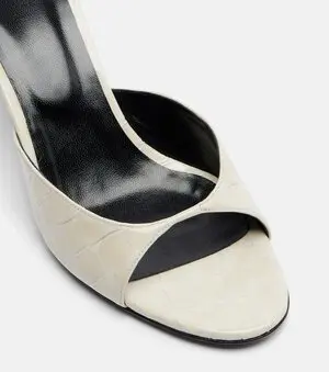JUDE Haze Croc-effect Patent Leather Mules - White