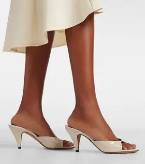 JUDE Haze Croc-effect Patent Leather Mules - White