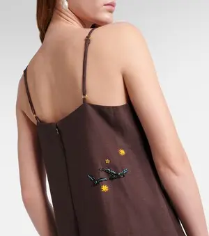 ALEMAIS Embellished Printed Linen-blend Maxi Dress