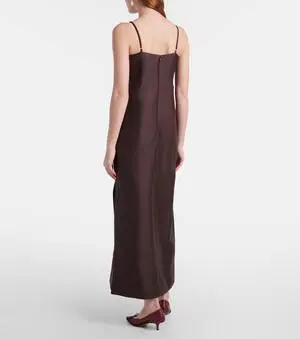 ALEMAIS Embellished Printed Linen-blend Maxi Dress