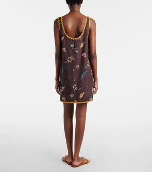 ALEMAIS Printed Scalloped Linen Minidress