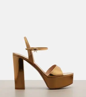 GIANVITO ROSSI Marlena Metallic Leather Platform Sandals