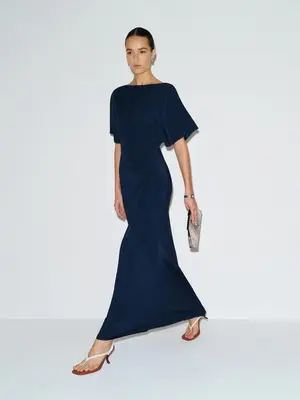 REFORMATION Caila Silk Maxi Dress Blue