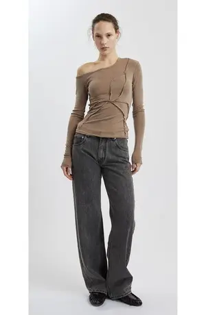 MOTHER OF ALL Asymmetric Long Sleeved T-shirt - Brown