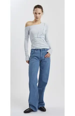 MOTHER OF ALL Asymmetric Long Sleeved T-shirt - Light Blue