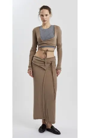 MOTHER OF ALL Wrap Crop Top - Brown