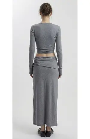 MOTHER OF ALL Wrap Crop Top - Grey
