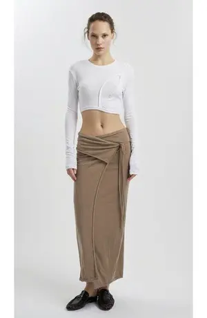 MOTHER OF ALL Pepper Long Sleeve Crop Top - White