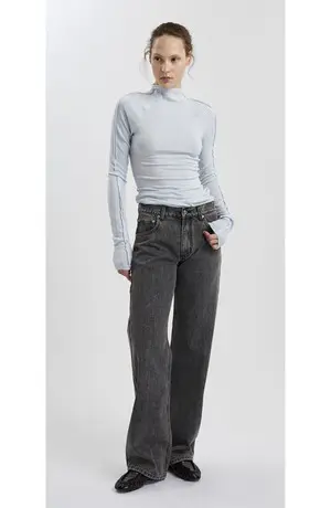 MOTHER OF ALL Pepper Turtleneck Long Sleeve Top - Light Blue