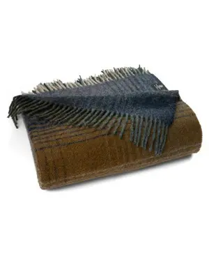 PRINCE OF SCOTS Highland Tweeds Shetland Lambswool Ombre Throw - Blue
