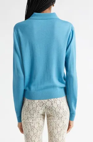Sandy Liang Ley Merino Wool Cardigan - Blue