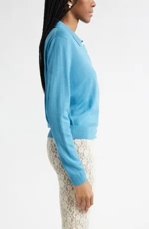 Sandy Liang Ley Merino Wool Cardigan - Blue