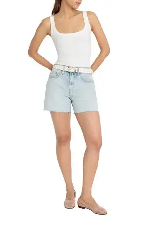 Good American Mid Thigh Denim Cutoff Shorts