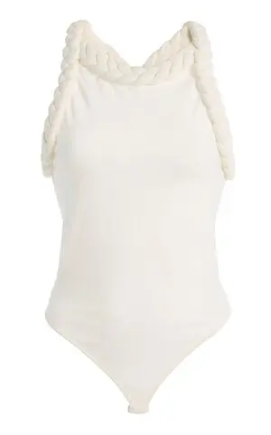 Bevza Tisto Braided Jersey Bodysuit - White