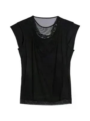 Simone Rocha Layered T-shirt With Lace Trim - Black