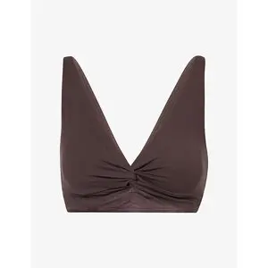 Free People Never Better Reversible Twist Crop Sports Bra - Chocolate