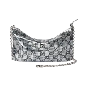 Gucci Metallic Evening Bag With Double G Charm - Beige
