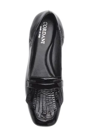 Cordani Mistie Fringe Trim Loafer - Black Patent