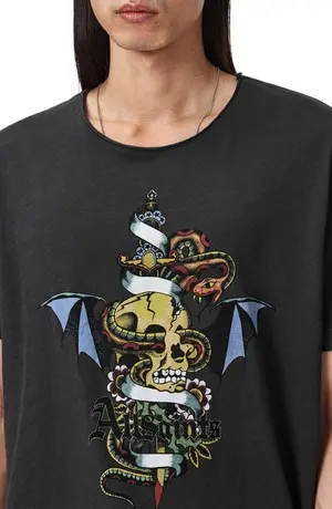 ALLSAINTS Sabre Cotton Graphic T-shirt - Washed Black
