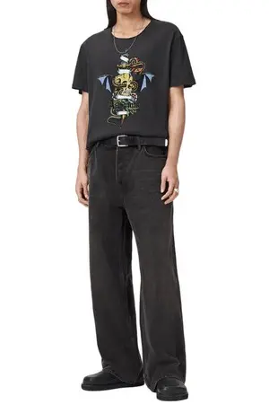 ALLSAINTS Sabre Cotton Graphic T-shirt - Washed Black