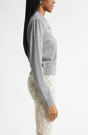 Sandy Liang Akira Merino Wool Sweater - Heather Grey