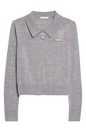 Sandy Liang Akira Merino Wool Sweater - Heather Grey