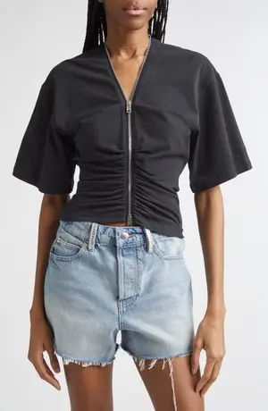 Alexander Wang Ruched Knit Zip Top