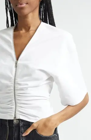 Alexander Wang Ruched Knit Zip Top