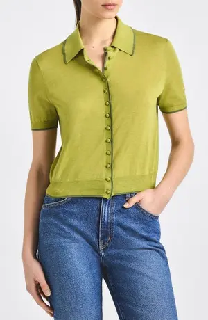 Derek Lam 10 Crosby Silk And Cotton Buttoned Sweater