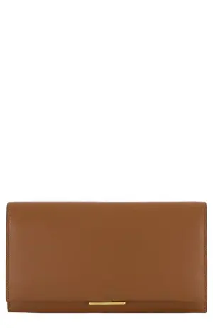 Vince Continental Nappa Leather Wallet - Saddle