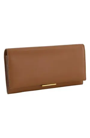 Vince Continental Nappa Leather Wallet - Saddle