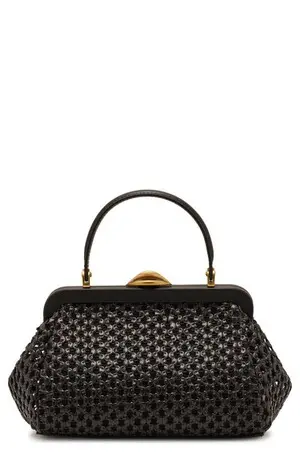 Cult Gaia Zuma Woven Frame Top Handle Bag - Black
