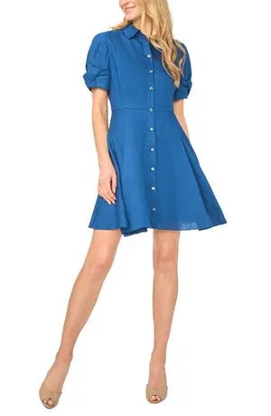 Ted Baker London Stina Twisted Short Sleeve Linen Shirt Dress - Estate Blue