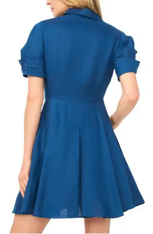 Ted Baker London Stina Twisted Short Sleeve Linen Shirt Dress - Estate Blue