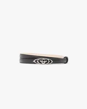Casablanca Black Leather Warped Logo Belt - Multicolor