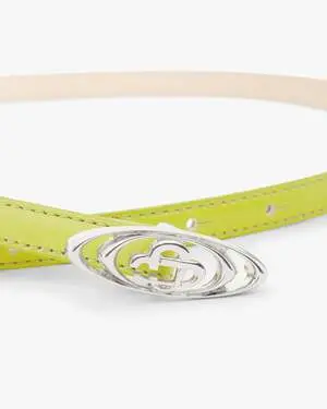 Casablanca Lime Mini Warped Logo Leather Belt